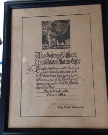 1918-1919 USMC Document w/ Lejeune Signature - EPHEMERA, PHOTOGRAPHS ...