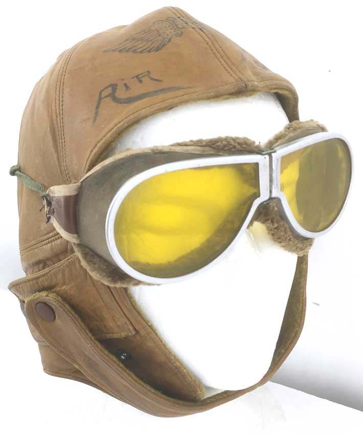WWI Air Service pilot helmet and goggles - FLYING HELMETS AND ...