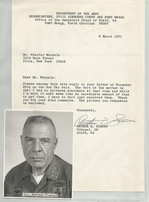 Col Arthur "Bull" Simmons Sontay Raid CO - EPHEMERA, PHOTOGRAPHS ...