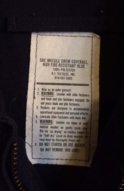 USAF captain's blue SAC Missile Crew Coverall - UNIFORMS - U.S ...