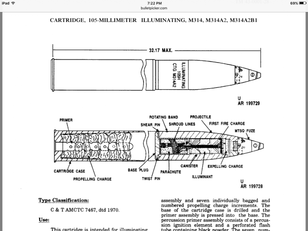 M314A1 105MM Howitzer Illumination round. - FIREARMS - U.S. Militaria Forum
