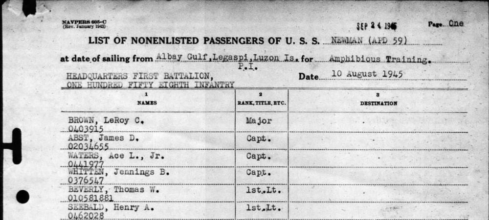 158th Infantry BUSHMASTERS - Captain Henry A. Seebald - GROUPINGS PAGE ...
