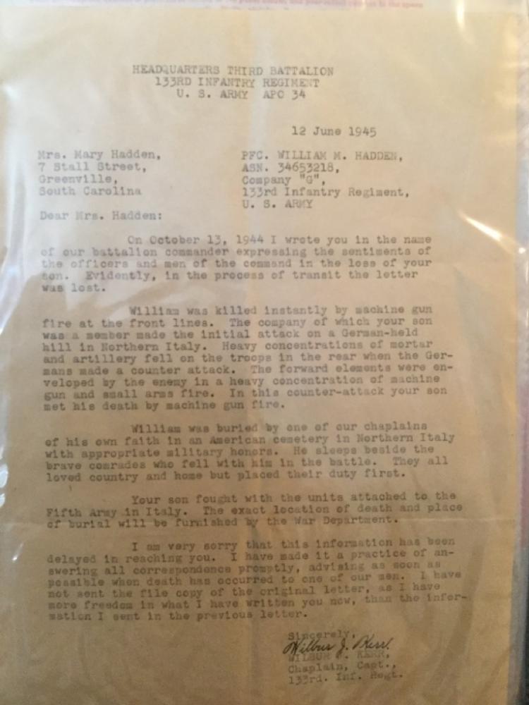 Chaplain’s letter - EPHEMERA, PHOTOGRAPHS & MILITARY ARTWORK - U.S ...