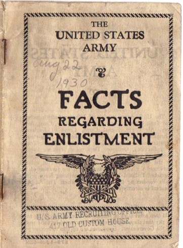 1930 U.S.Army - Facts Regarding Enlistment - EPHEMERA, PHOTOGRAPHS ...