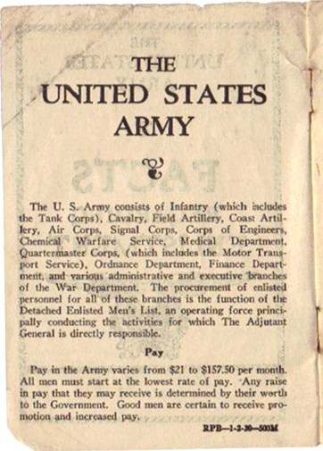 1930 U.S.Army - Facts Regarding Enlistment - EPHEMERA, PHOTOGRAPHS ...