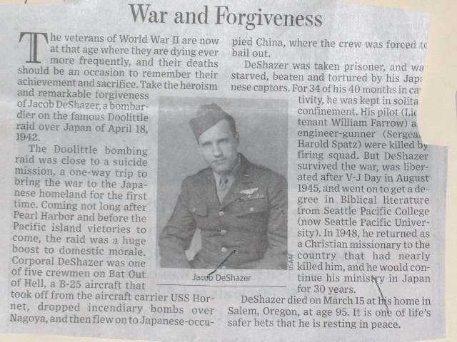 Rev. Jacob Daniel DeShazer - TAPS - U.S. Militaria Forum