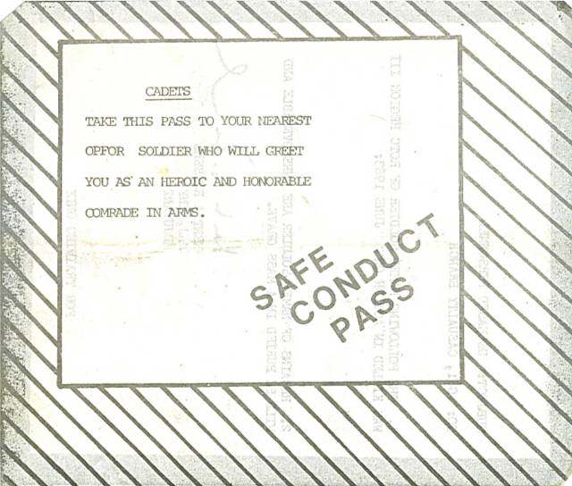 OPFOR SAFE CONDUCT PASS - EPHEMERA, PHOTOGRAPHS & MILITARY ARTWORK - U ...