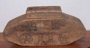 Wooden bank made to look like a WW1 tank - HOMEFRONT & THE WAR EFFORT ...