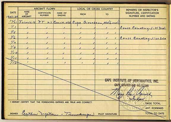 Pilot Log Book - EPHEMERA, PHOTOGRAPHS & MILITARY ARTWORK - U.S ...