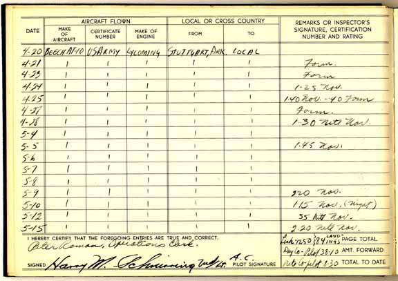 Pilot Log Book - EPHEMERA, PHOTOGRAPHS & MILITARY ARTWORK - U.S ...