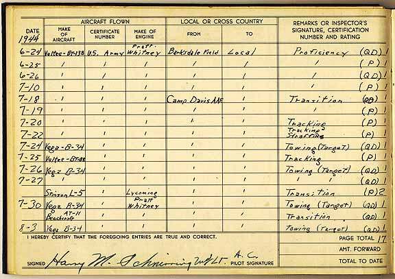 Pilot Log Book - EPHEMERA, PHOTOGRAPHS & MILITARY ARTWORK - U.S ...