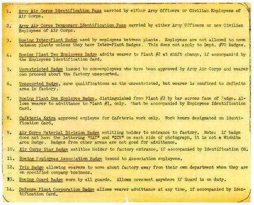 1942 Boeing Personnel ID Chart - HOMEFRONT & THE WAR EFFORT - U.S ...