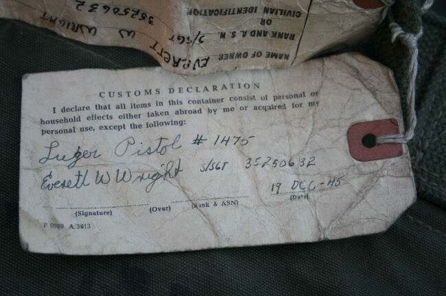 WWII Luger Capture Paperwork - EPHEMERA, PHOTOGRAPHS & MILITARY ARTWORK ...