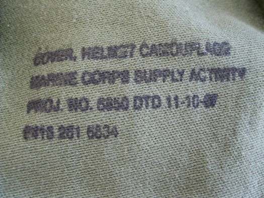 Rare and Unusual: USMC stamped OD helmet cover - M-1; M-1C & M-2 ...