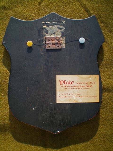 Plaque given to US Army MP Cpt ,545th MP Co Viet Nam - MISC MILITARIA ...