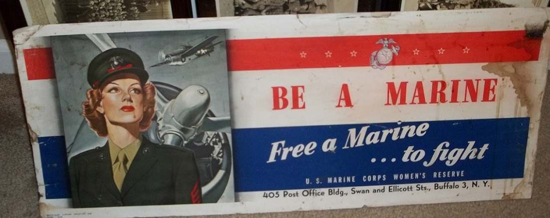 1944 USMCWR Free a Marine to Fight Window Recruitment Poster - WOMEN'S ...
