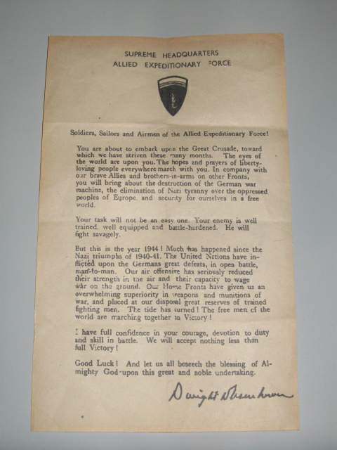 Ike D-Day letter small size: repro ? - EPHEMERA, PHOTOGRAPHS & MILITARY ...