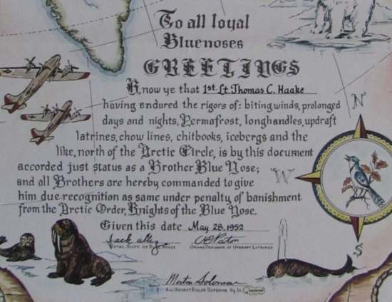 Blue Nose Certificate 1952 - EPHEMERA, PHOTOGRAPHS & MILITARY ARTWORK ...