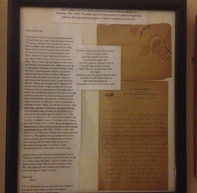 Pvt Henry Geirs letter about the bugler - (1917-1919) WORLD WAR ONE ...