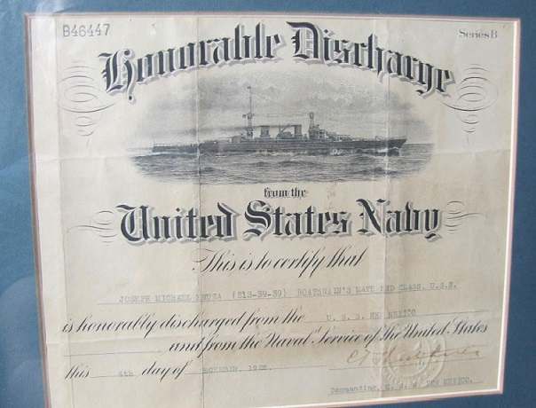 Navy Honorable Discharge Doc. - EPHEMERA, PHOTOGRAPHS & MILITARY ...