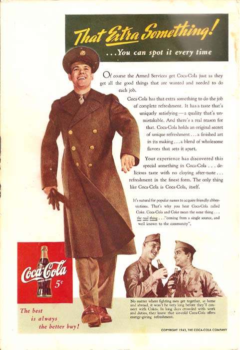 Coca Cola WWII Military Ads - EPHEMERA, PHOTOGRAPHS & MILITARY ARTWORK ...