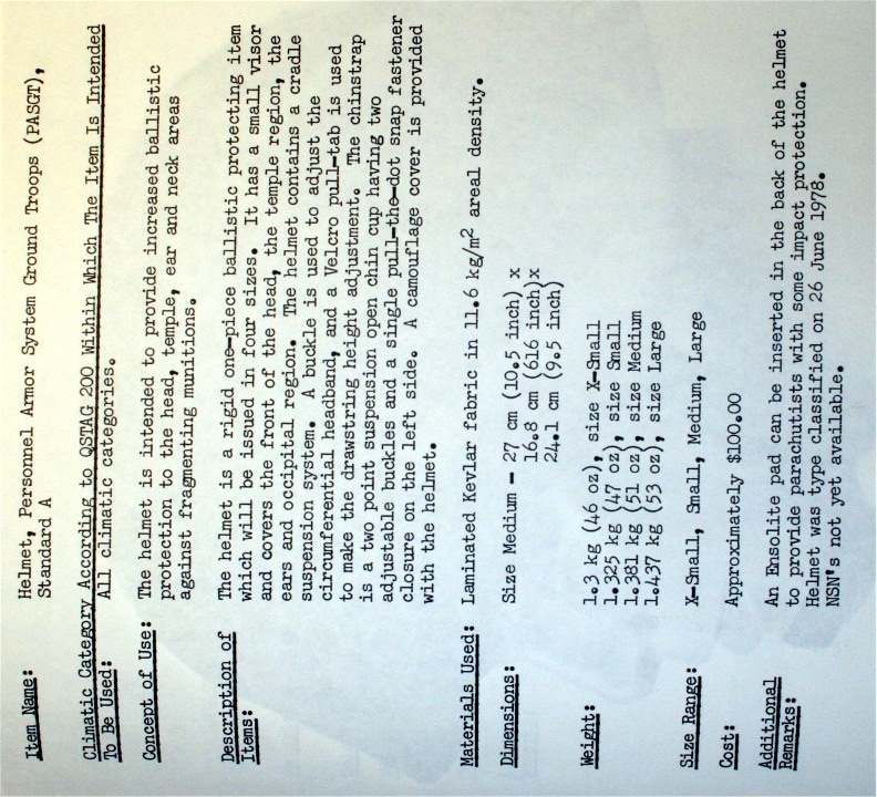 PASGT Stats - MODERN COMPOSITE HELMETS - U.S. Militaria Forum
