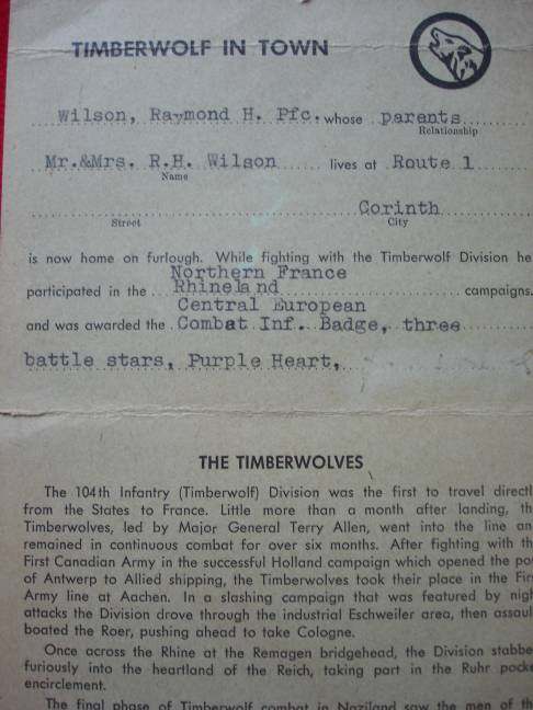104th Timberwolf Division Grouping - GROUPINGS PAGE - U.S. Militaria Forum