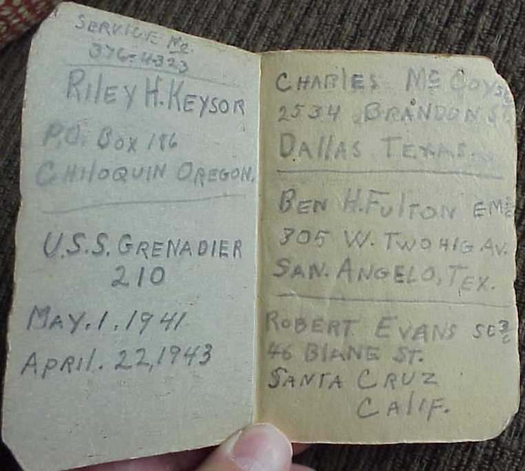 WWII Hand Made POW DIARY JAPAN - Submarine Vet USS GRENADIER SS-210 ...