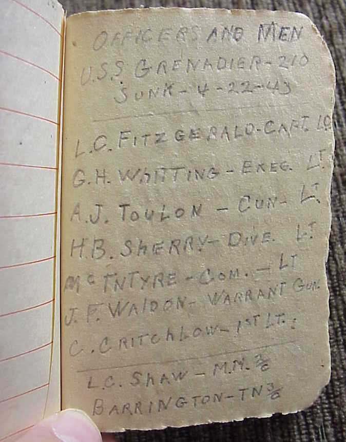WWII Hand Made POW DIARY JAPAN - Submarine Vet USS GRENADIER SS-210 ...