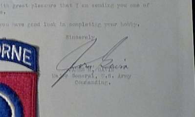 General Gavin Letter - EPHEMERA, PHOTOGRAPHS & MILITARY ARTWORK - U.S ...