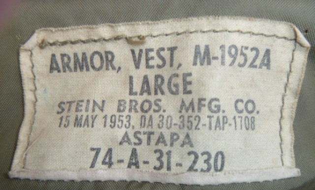 Armor, Vest, M-1952A - BODY ARMOR - U.S. Militaria Forum