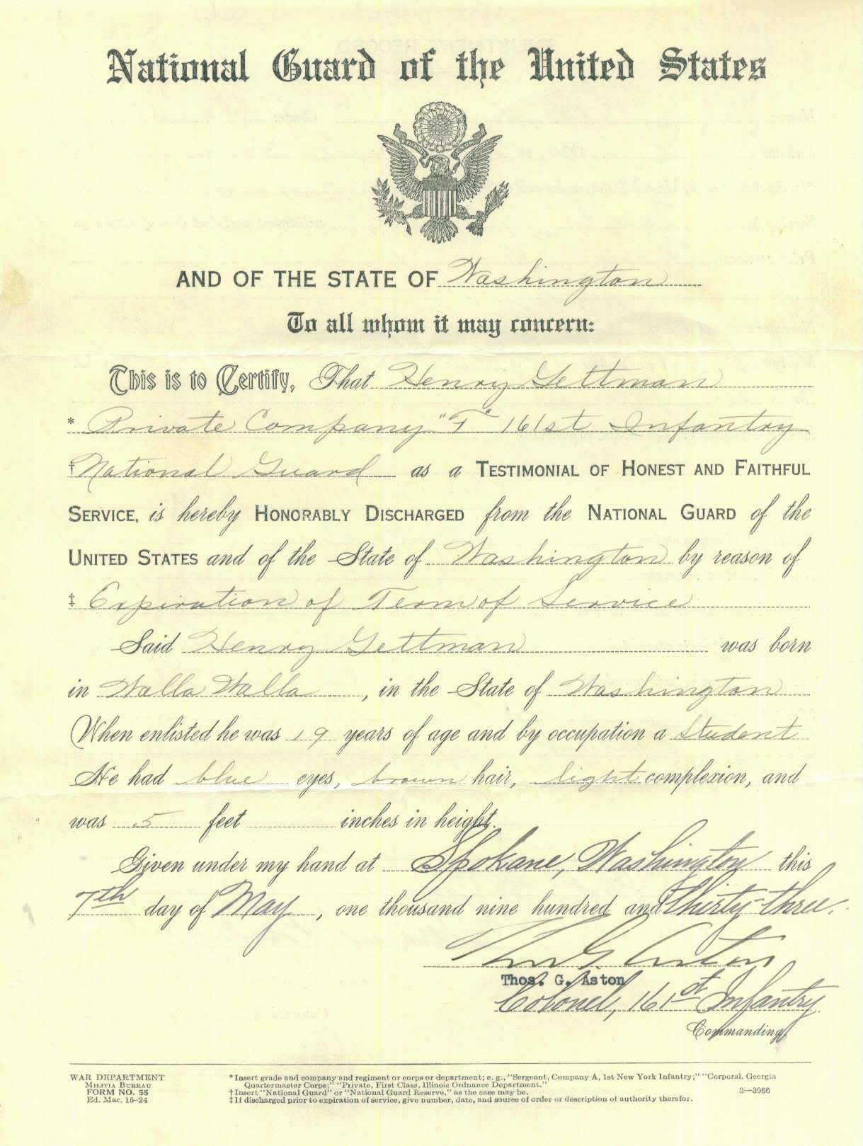 Discharges, etc., for Henry Gettman - EPHEMERA, PHOTOGRAPHS & MILITARY ...