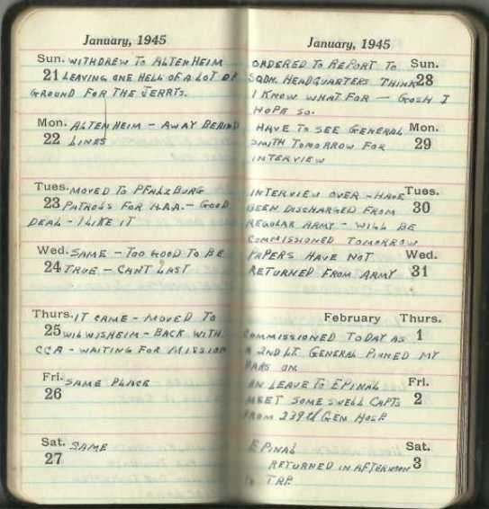 WWII - A couple of pages from an US soldier's original diary (1945 ...