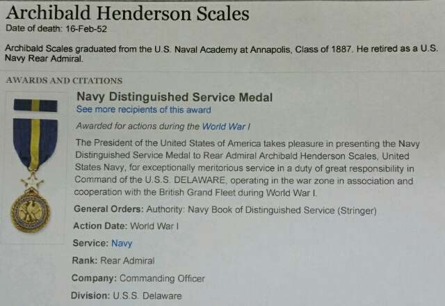 Rear Admiral Archibald Henderson Scales - MEDALS & DECORATIONS - U.S ...