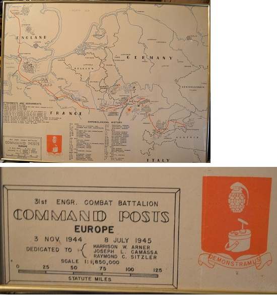 31st Engineer Combat Battalion Command Posts Europe map - EPHEMERA ...