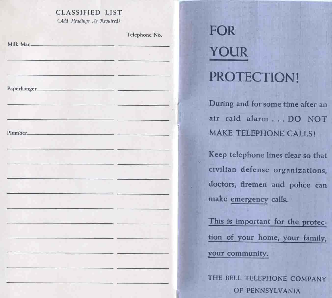 War time "Bell Telephone" Directory - HOMEFRONT & THE WAR EFFORT - U.S ...