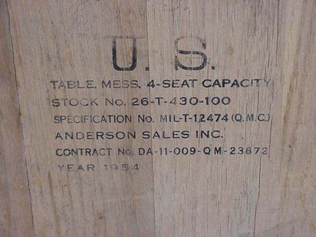 4 person mess table - BASE/BIVOUAC/CAMP/DEPOT ITEMS - U.S. Militaria Forum