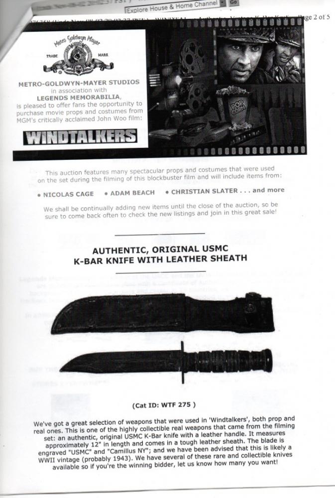 WWII "Code Talker" Kabar - NOT! On ebay - EDGED WEAPONS - U.S ...