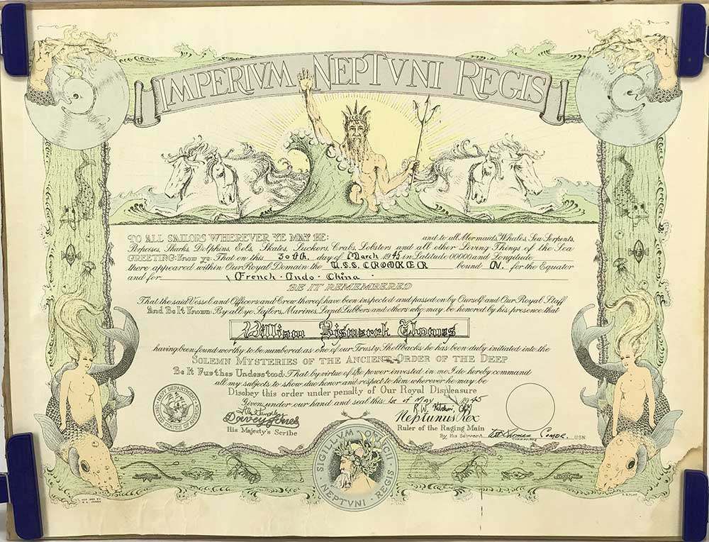 WWII Equator crossing sub skipper USS CROAKER - EPHEMERA, PHOTOGRAPHS ...