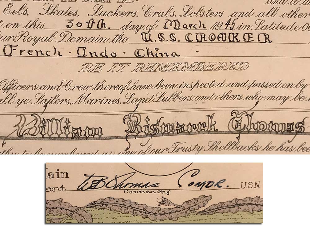 WWII Equator crossing sub skipper USS CROAKER - EPHEMERA, PHOTOGRAPHS ...