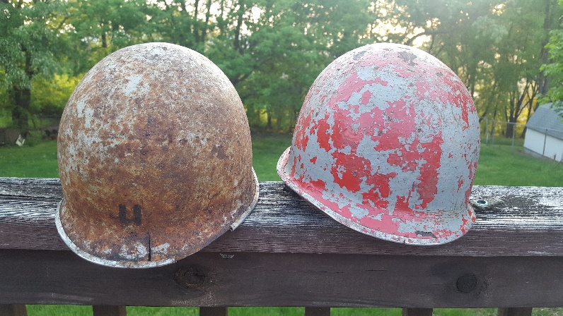 Very rough M1's, layers of paint, rust, etc. - M-1; M-1C & M-2 HELMETS ...