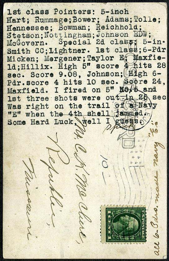 WW1 Naval target practice postcard - NAVAL SEA SERVICE GEAR - SHIPBOARD ...