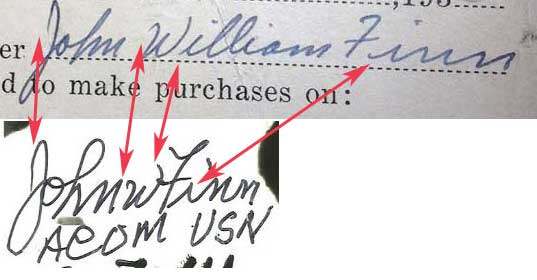John Finn pre-WWII signature on Navy issue card - EPHEMERA, PHOTOGRAPHS ...