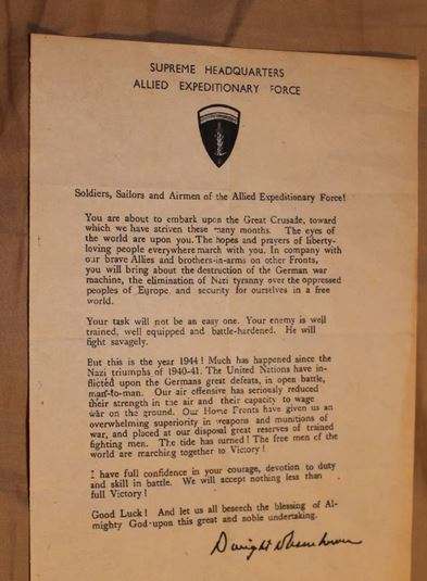 D Day Letter - EPHEMERA, PHOTOGRAPHS & MILITARY ARTWORK - U.S ...
