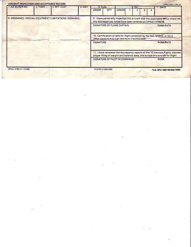 US Navy Aircraft Turn Around Inspection Paperwork. - EPHEMERA ...