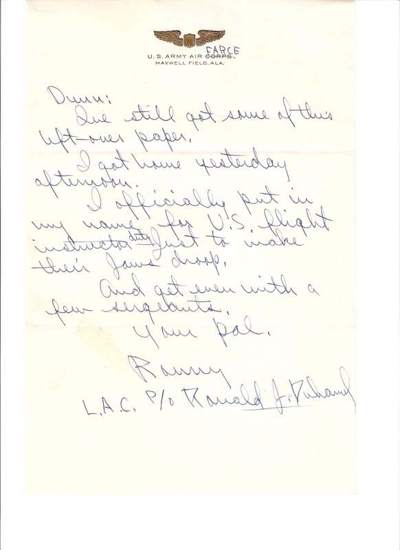 Interesting letter from an RCAF Flight Instructor Assigned to the USAAF ...