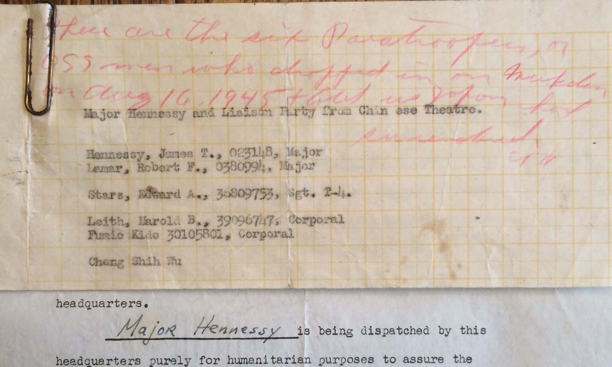 James T. Hennessy OSS CHINA, COMMANDED OPERATION CARDINAL - GROUPINGS ...