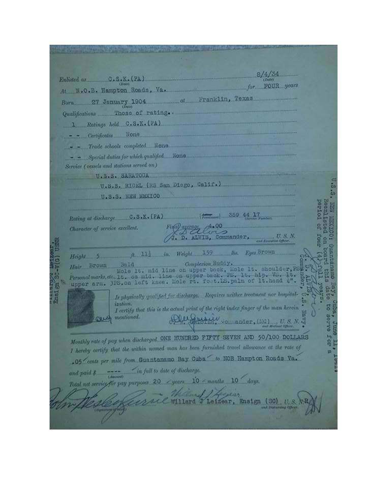 Group of U.S. Naval Discharge Documents - EPHEMERA, PHOTOGRAPHS ...