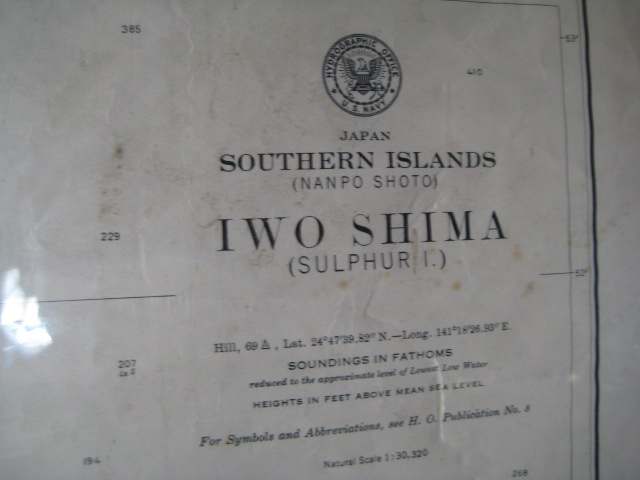 Pre invasion Iwo Jima Map 1944 with flash/flare markings USMC ...