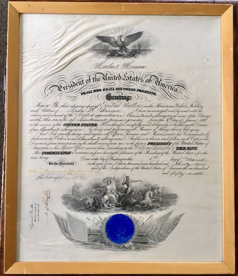 Navy Officer Commission Certificate - 1931 - EPHEMERA, PHOTOGRAPHS ...